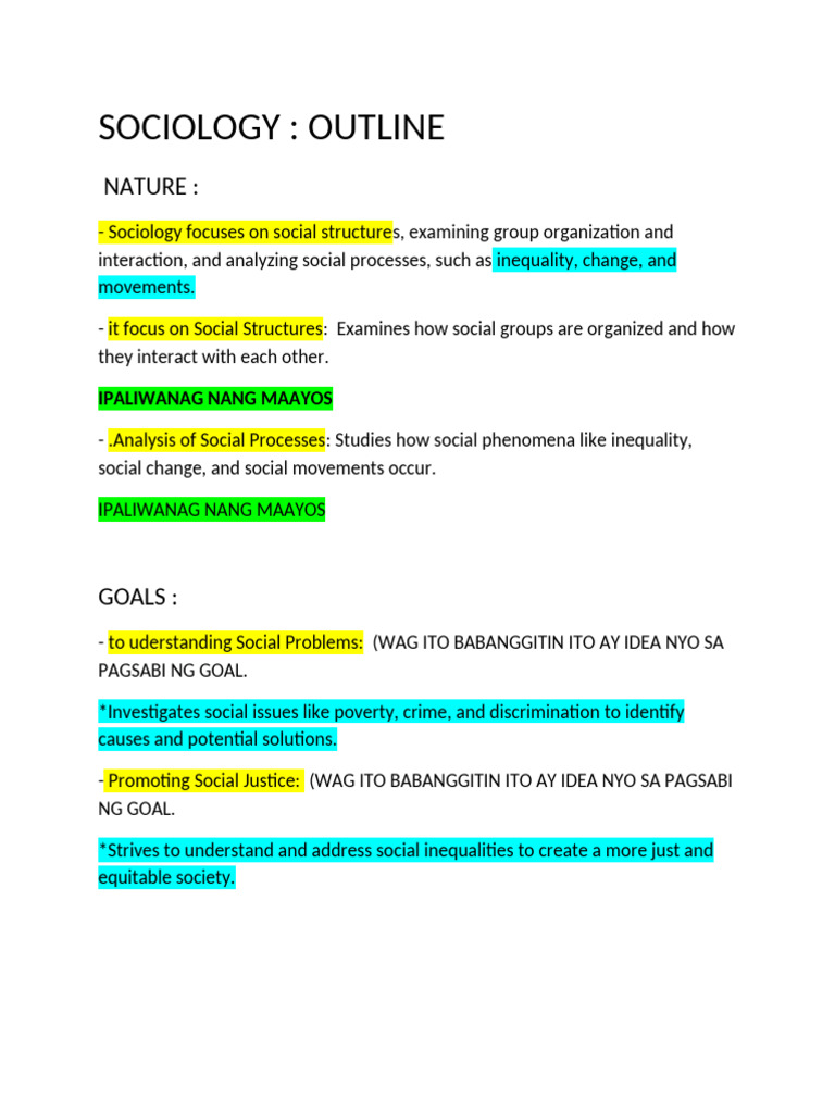 Sociology Outline | PDF