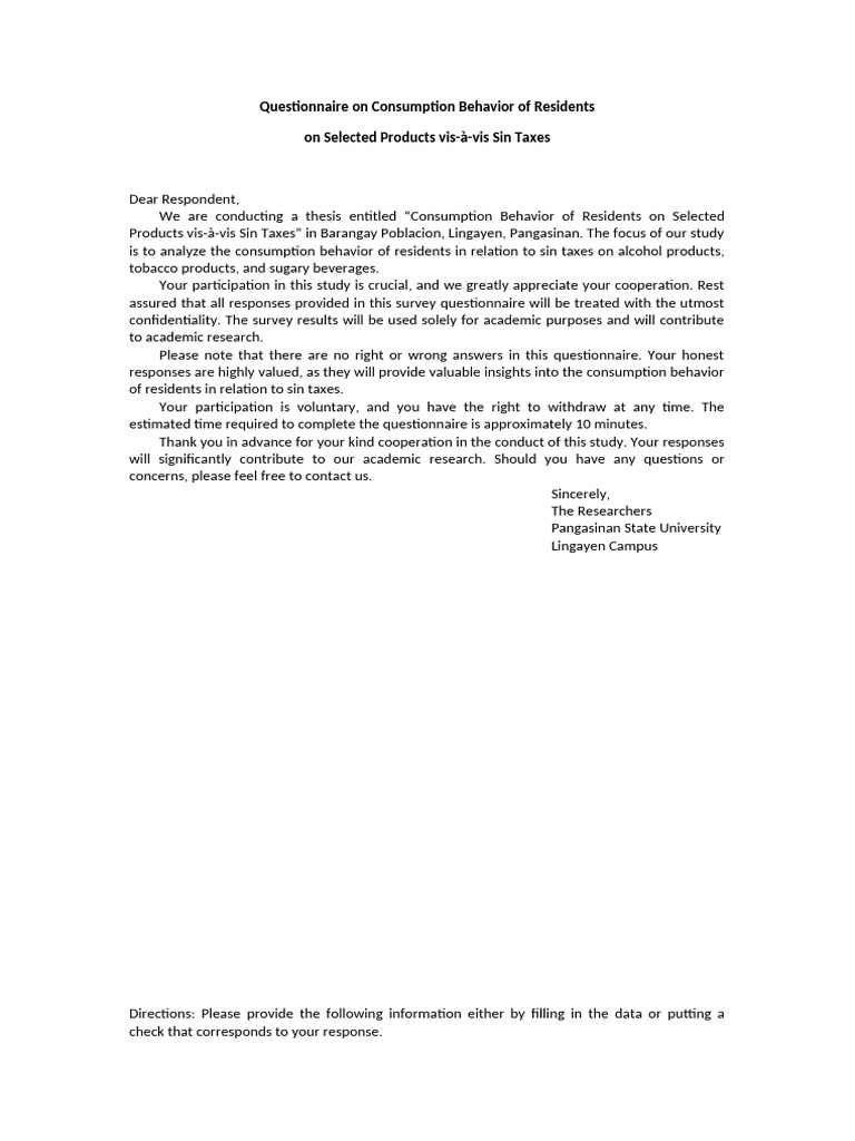 Questionnaire-Consumption-Behavior Final | PDF