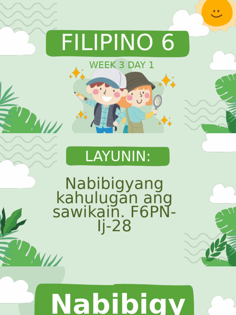 FILIPINO 6 WEEK 3 DAY 1 | PDF