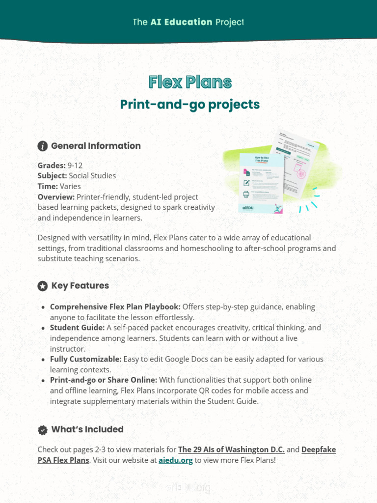Flex Plans - Print-And-Go Projects! - aiEDU | PDF