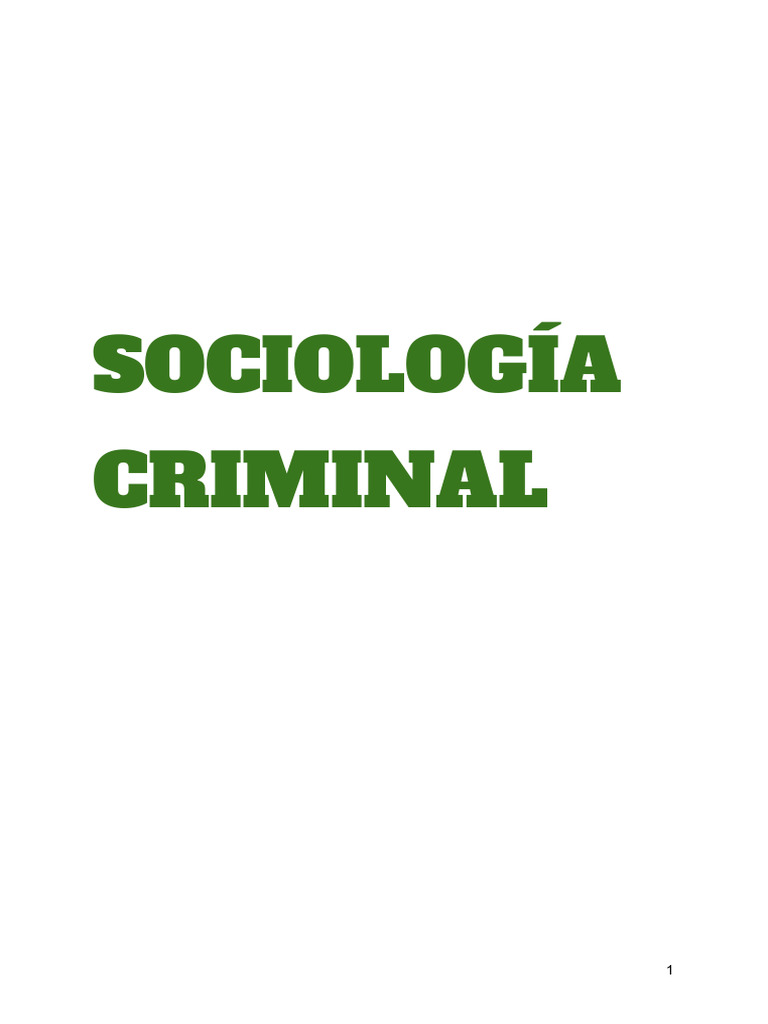 Sociología Criminal | PDF