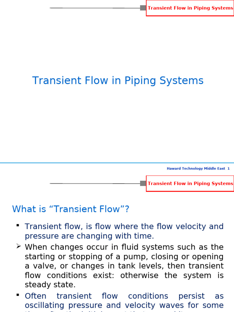 01 - Transient Flow in Piping Systems | PDF