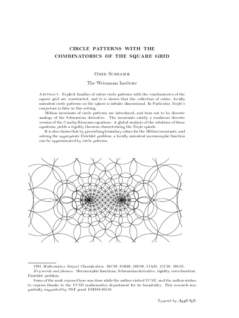 Oded Schramm - Circle Patterns With The Combinatorics of The Square Grid | PDF | Circle | Triangle
