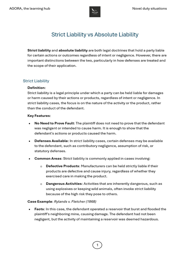 Strict Liability Vs Absolute Liability | PDF | Strict Liability | Legal ...