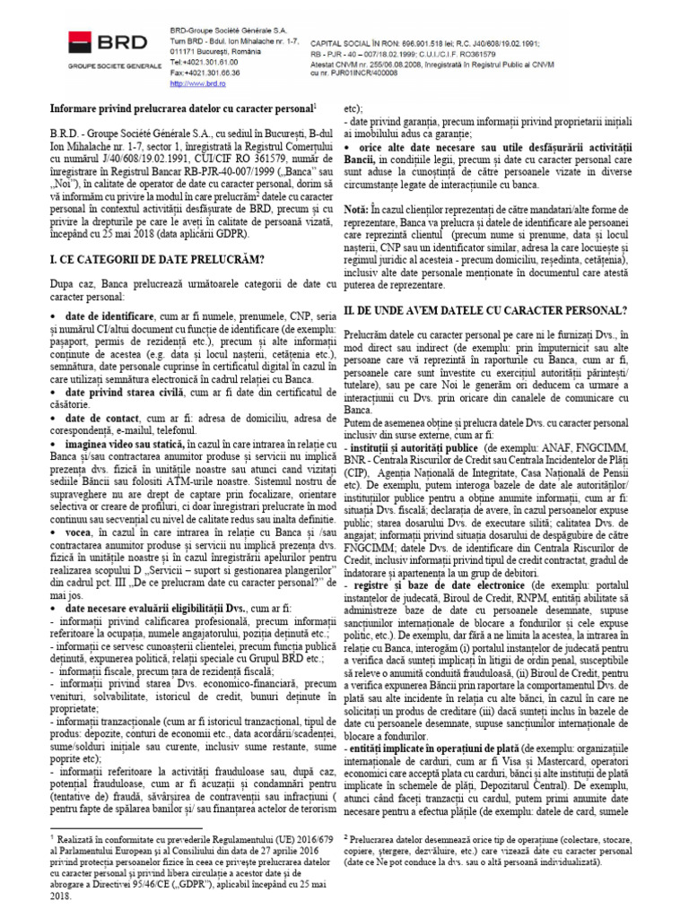 Nota Informare GDPR Inregistrare YOU | PDF