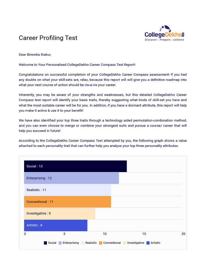 Career Compass Test Result | PDF