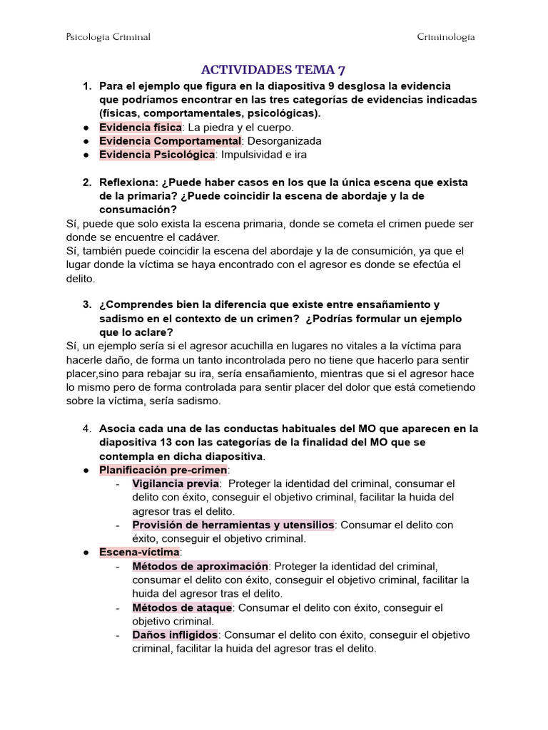 Actividades Tema 7 PSC Crminal | PDF