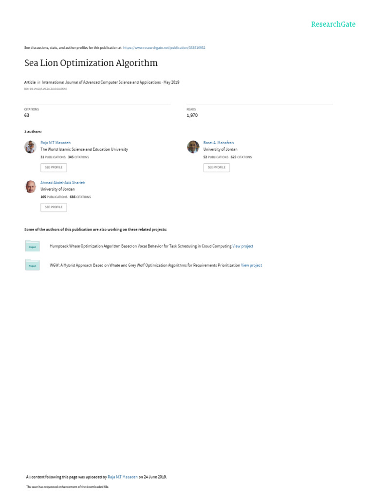 Paper 48-Sea Lion Optimization | PDF