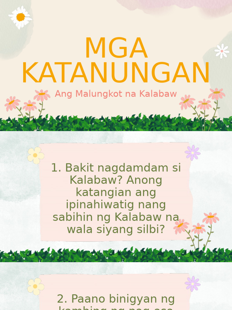 Mga Katanungan (Ang Malungkot Na Kalabaw) | PDF