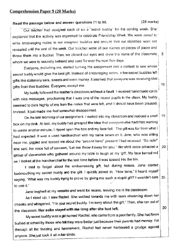 Comprehension Paper 9 | PDF