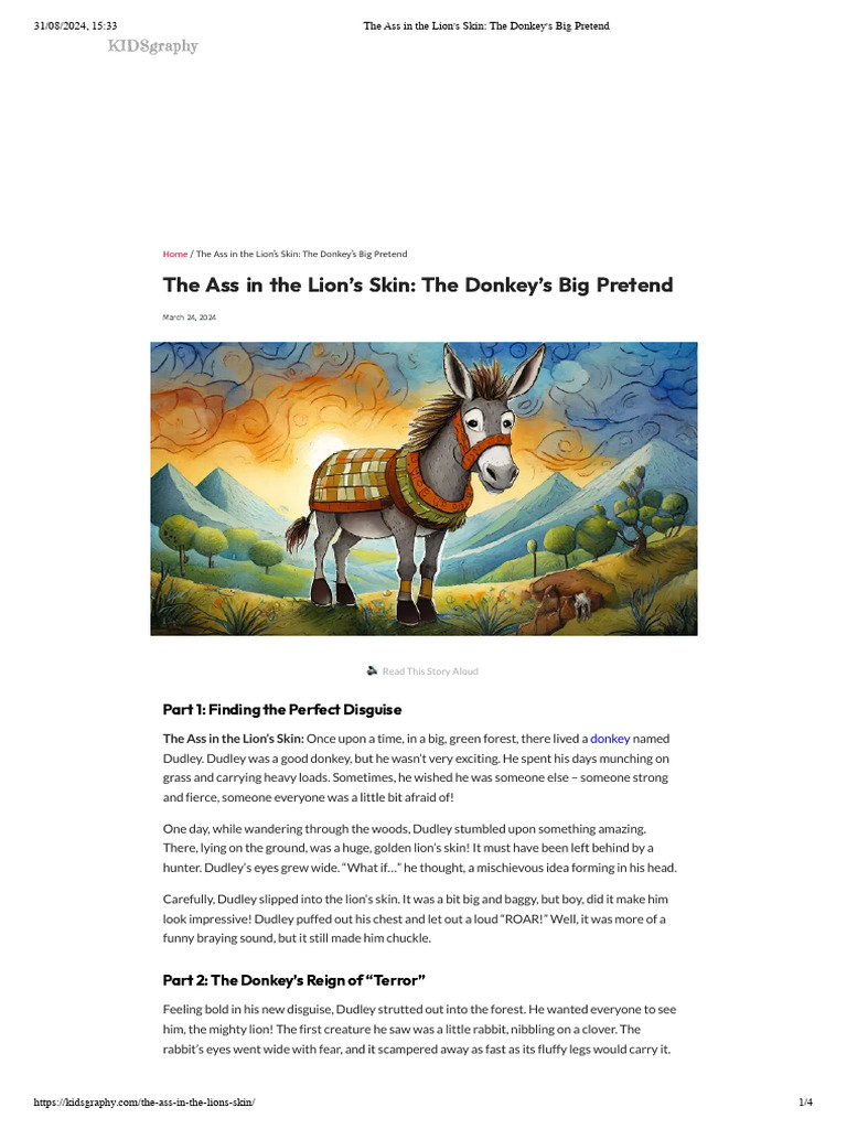 The Ass in The Lion's Skin - The Donkey's Big Pretend | PDF