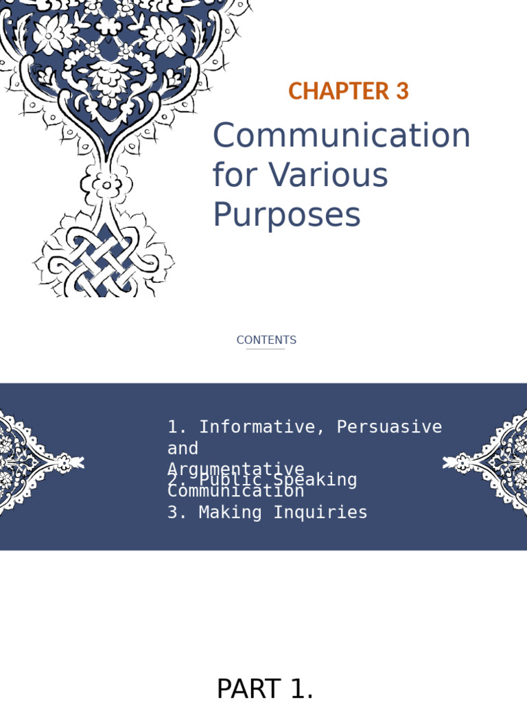 Chapter 3 (Communication for Various Purposes) | PDF