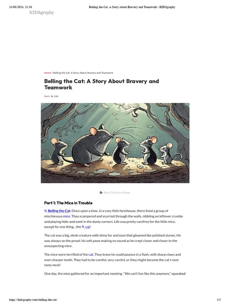Belling The Cat - A Story About Bravery and Teamwork - KIDSgraphy | PDF