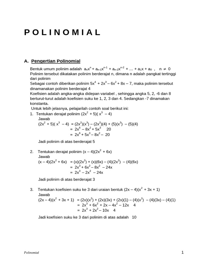 01-Pengertian Polinomial | PDF