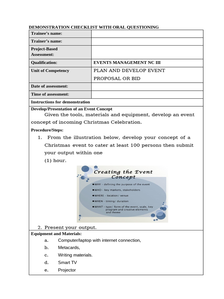 Evidence Plan Demonstration Oral Questioning Checklist REVISED 101221 | PDF