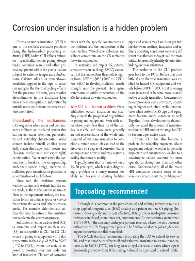 Corrosion Under Insulation Is A Hidden Problem | PDF
