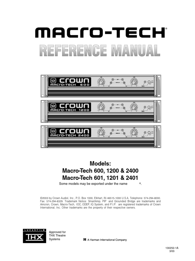 Crown Macro-Tech 2400 Power Amp | PDF