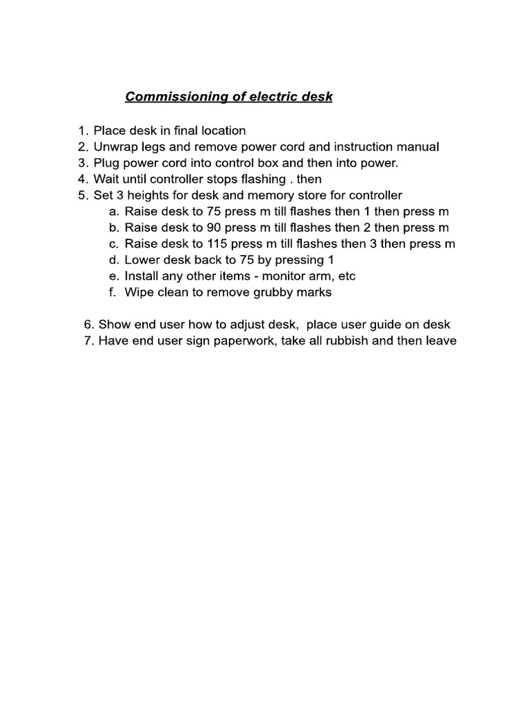 Commissioning of Electric Desk | PDF