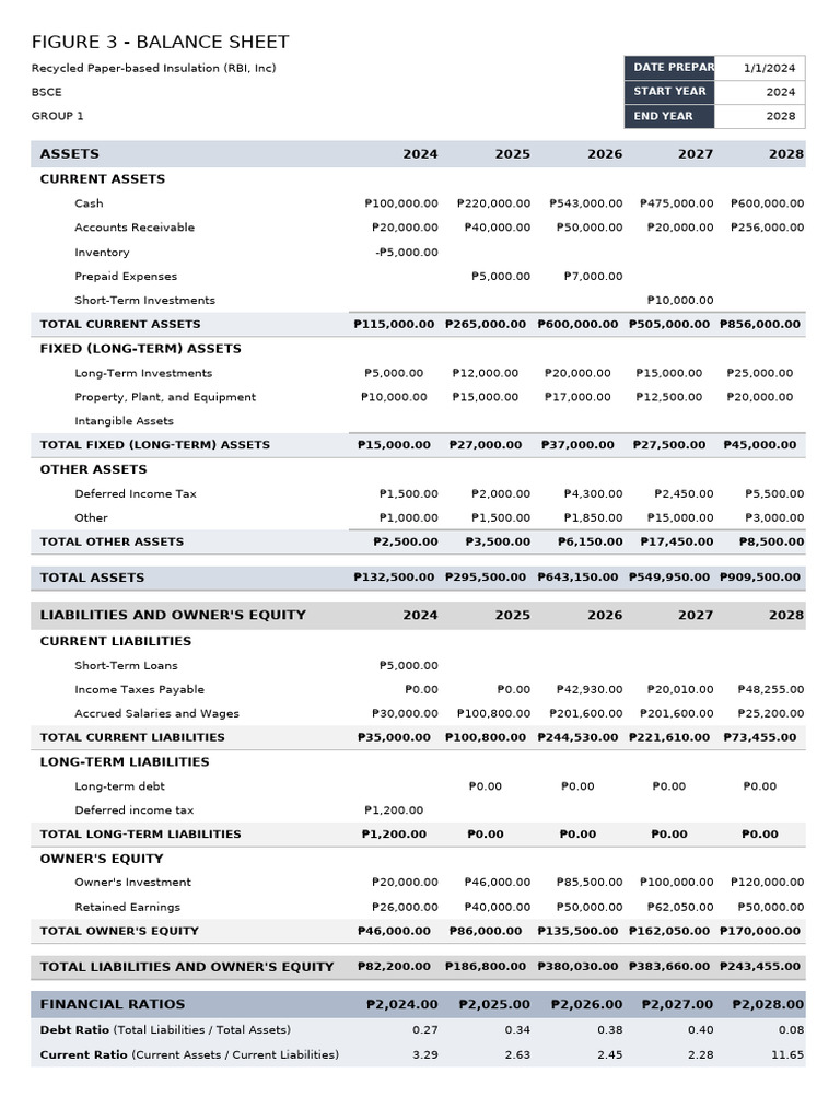 IC Pro Forma Balance Sheet Template 10522 | PDF