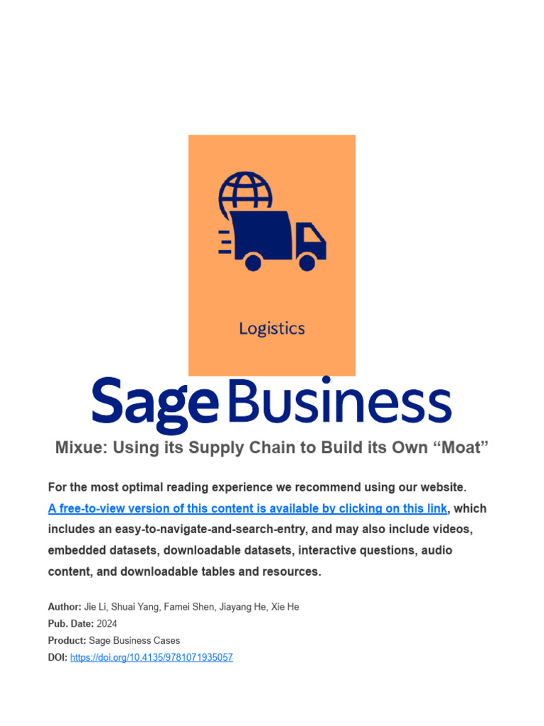 Mixue Using The Supply Chain To Build A Moat | PDF