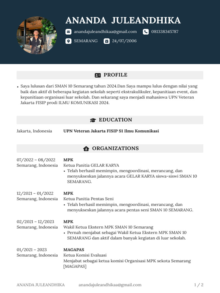 ANANDA JULEANDHIKA FlowCV Resume 20240728 | PDF