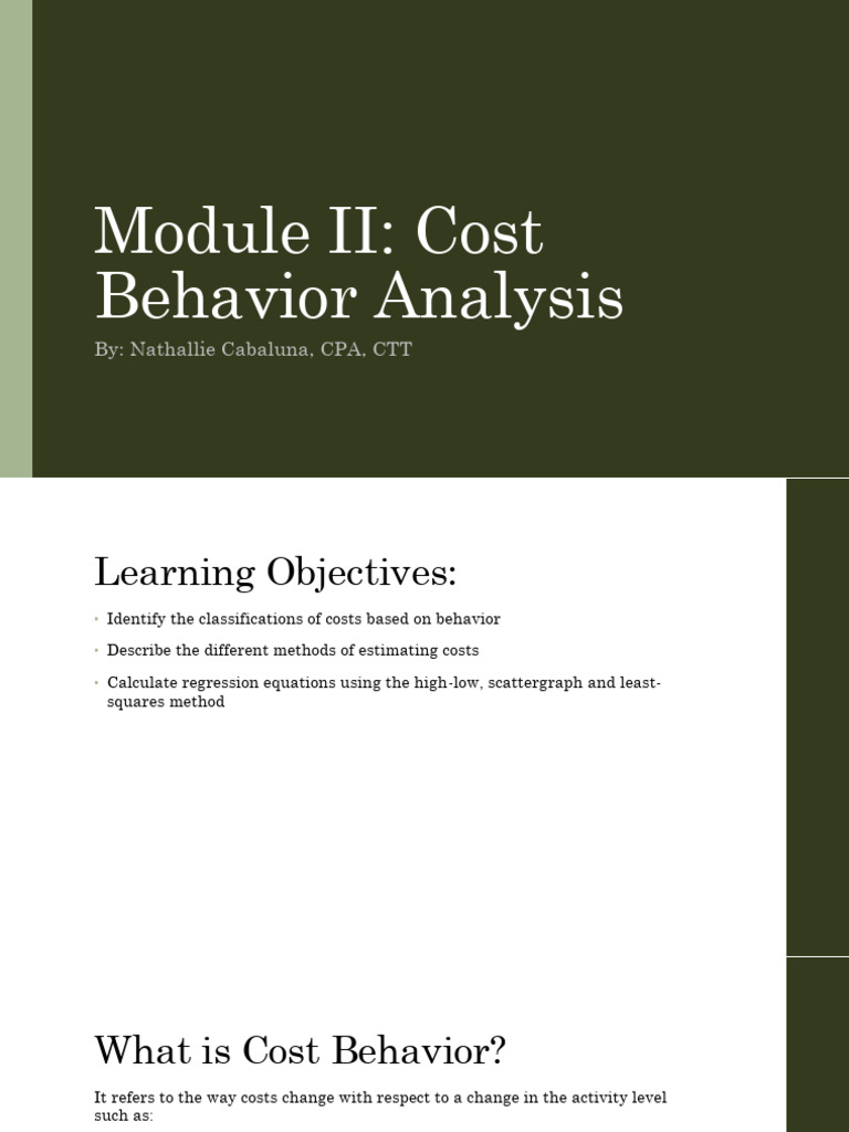 Module 2 - Cost Behavior Analysis | PDF