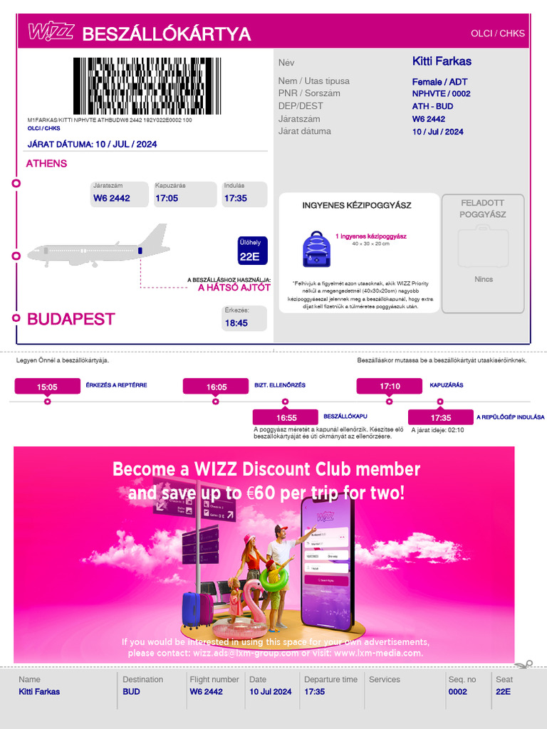 BoardingCard 358576660 ATH BUD | PDF