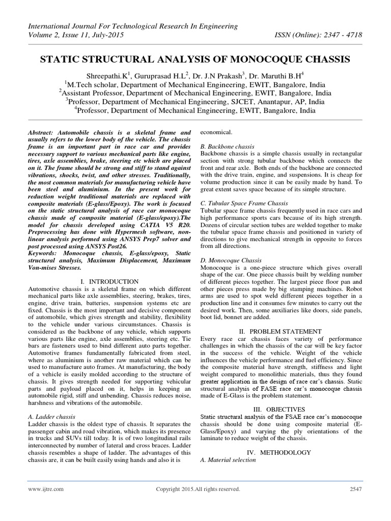 Static Structural Analysis of Monocoque | PDF