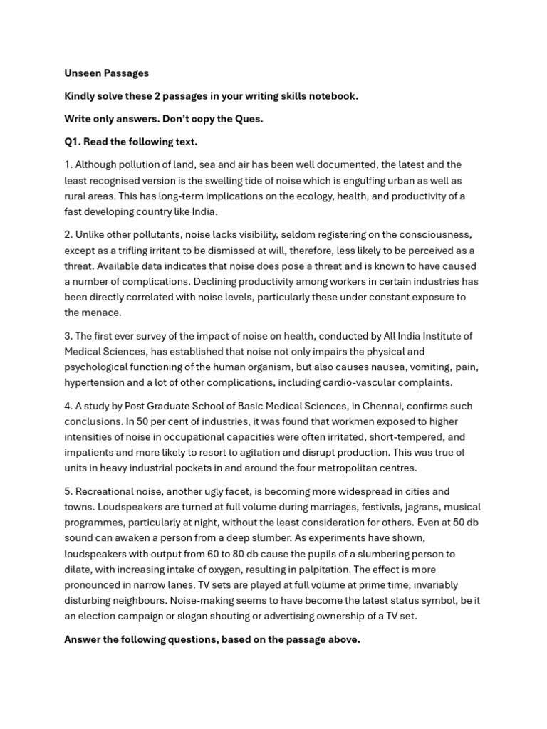 UNSEEN PASSAGES (April) | PDF