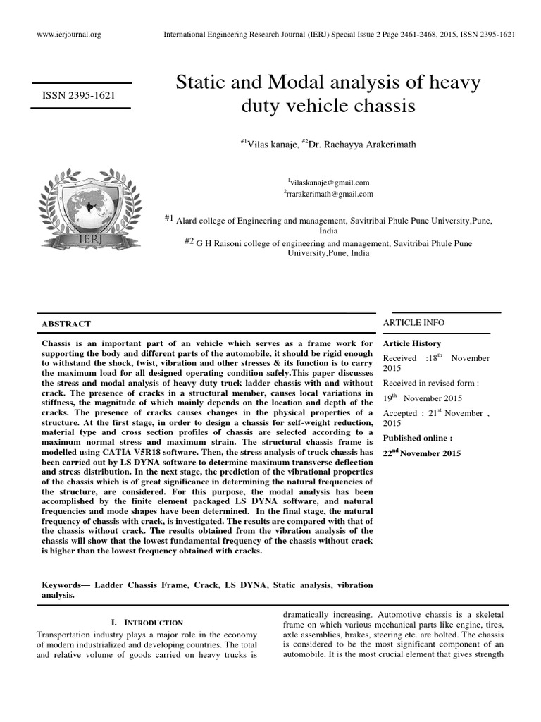 Static and Modal Analysis of Heavy Duty | PDF | Fracture | Design Of ...