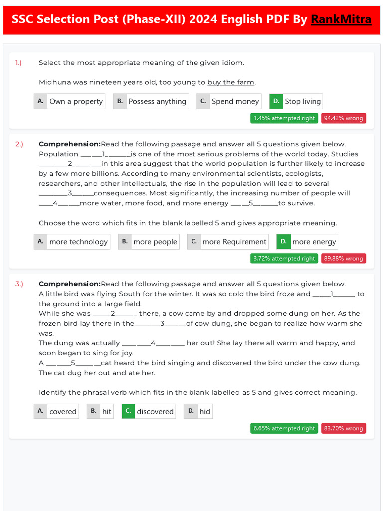 SP Phase-12 English Subject Diff Order by RM | PDF