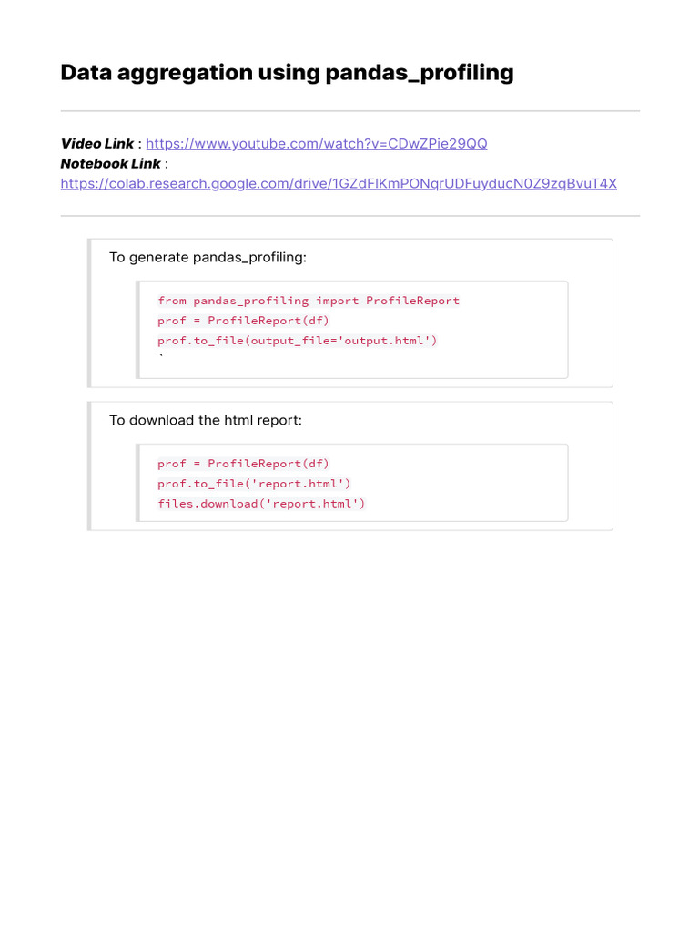 Data Aggregation Using Pandas_profiling | PDF Data Aggregation Using Pandas_profiling | PDF