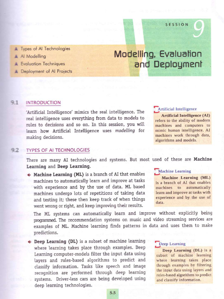 CLASS IX. CHA.8 Modeling Evaluation and Deployment | PDF