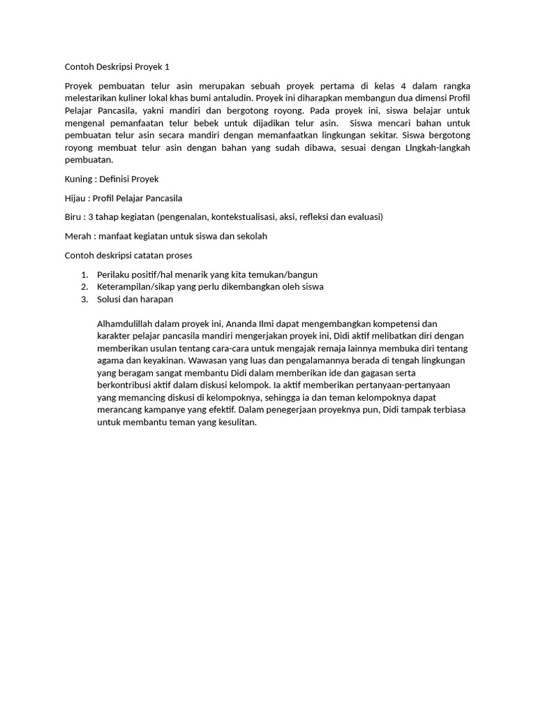 Contoh Deskripsi Proyek 1 | PDF