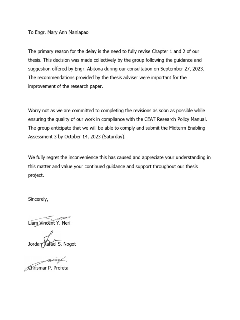 T1 CE No.14 MEA3 Explanation Letter - Neri Nogot Profeta | PDF