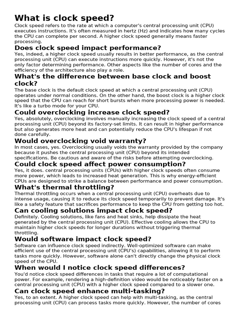 What Is Clock Speed Lenovo | PDF