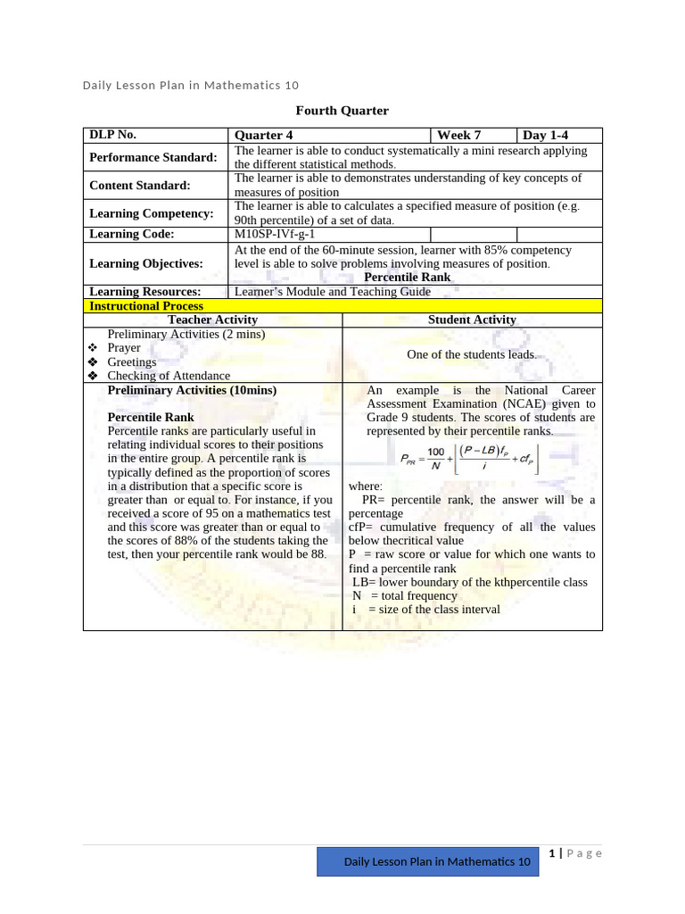 Grade 10 Mathematics LPLANNN | PDF