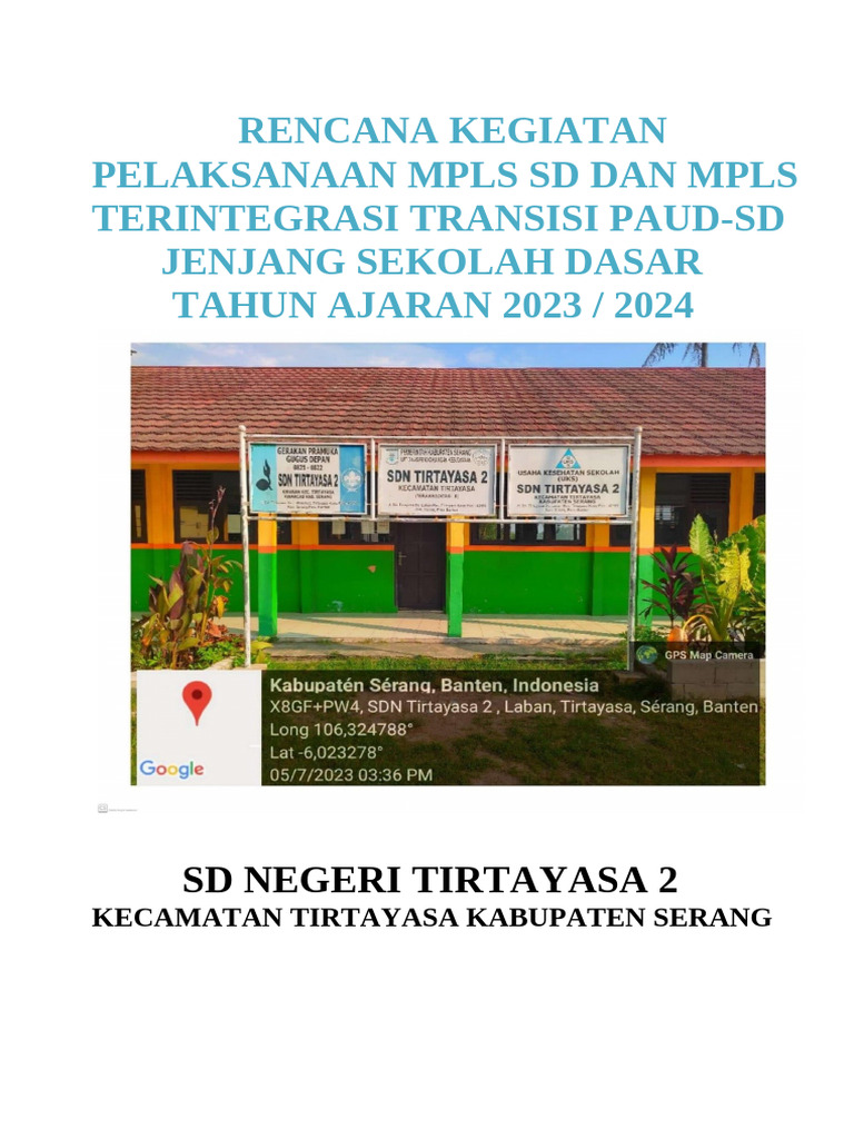 Rencana Kegiatan MPLS Transisi PAUD-SD 2023-2024 | PDF