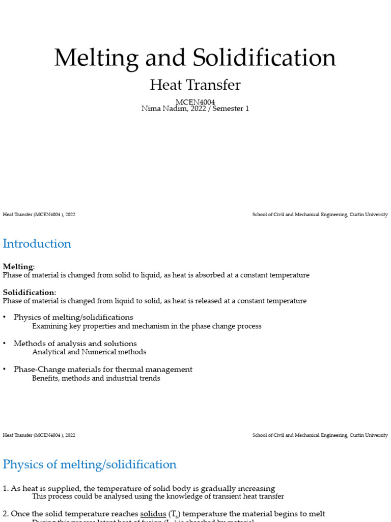 Lecture 05 - Melting and Solidification | PDF
