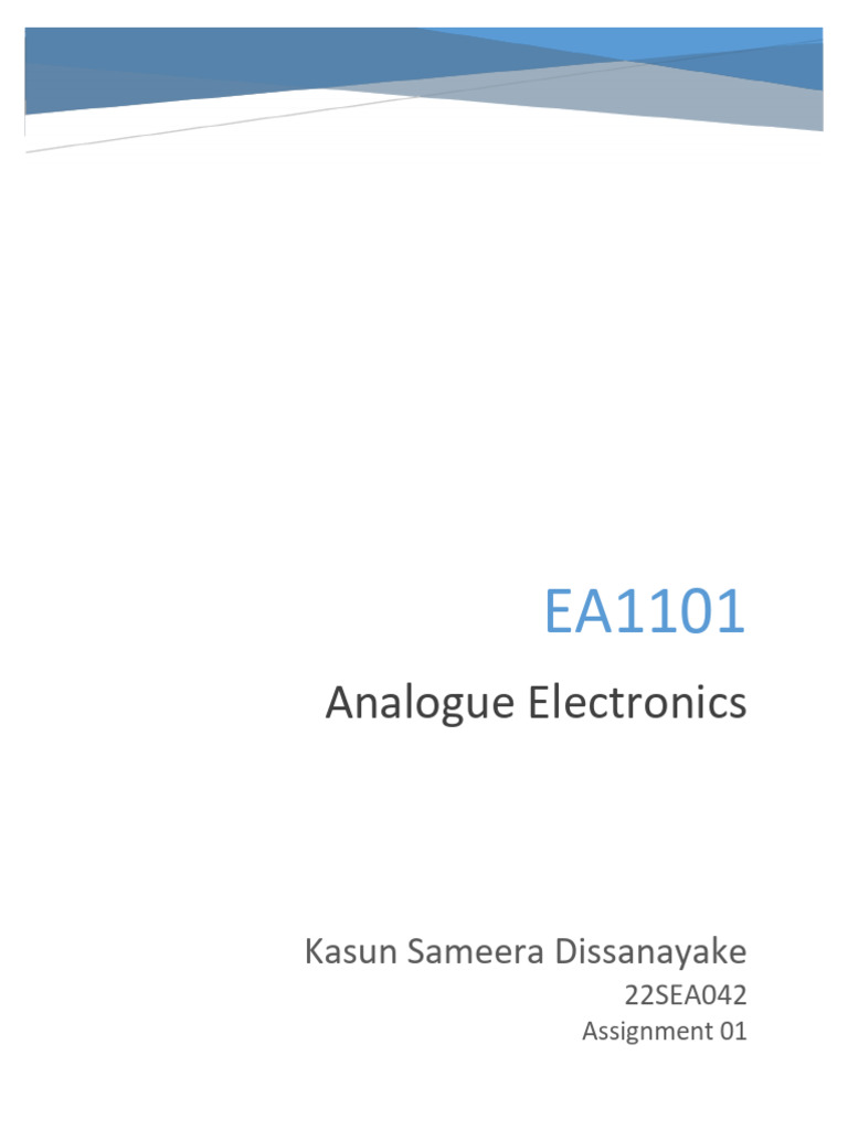 EA1101 Assign 01 | PDF