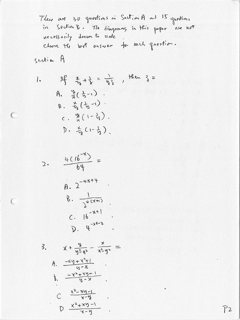 SCMP maths paper (2) Q&S 手稿 英文版 完成 | PDF