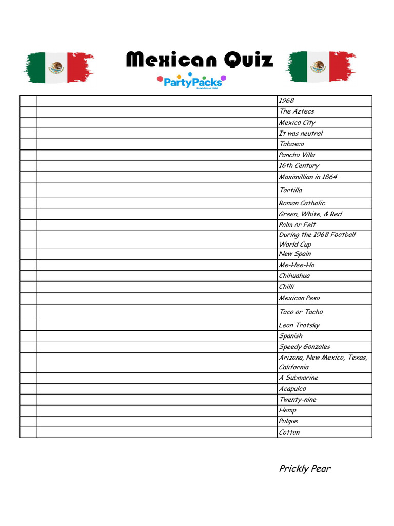 Quiz-Mexican-v1608215928294 | PDF