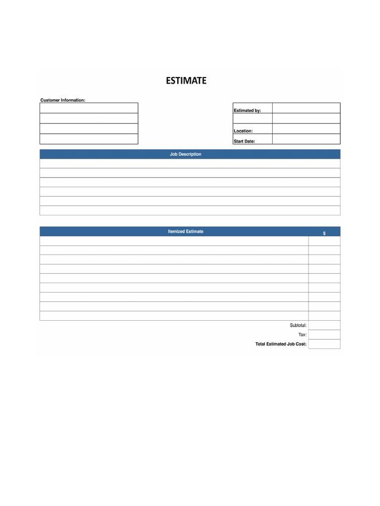 Free Printable Estimate Template - 31945.png | PDF