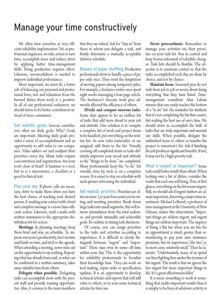 Manage Your Time Constructively | PDF