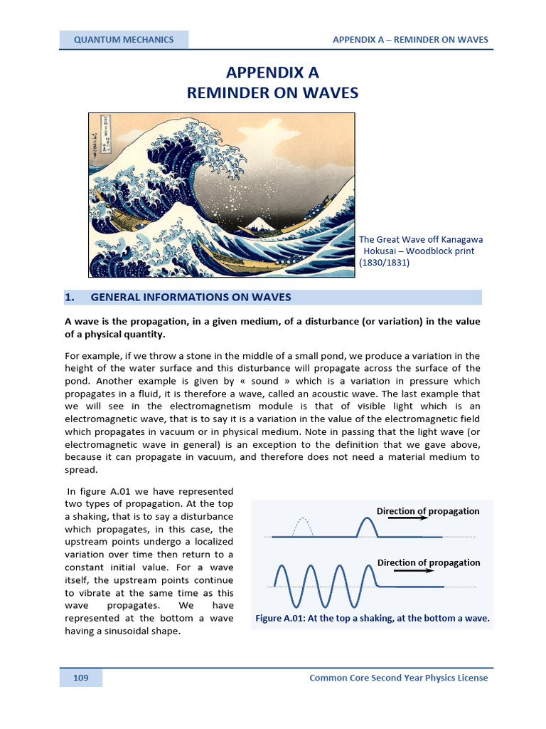 Quantum Mechanics Lecture Notes-Appendix A | PDF | Waves | Wave Equation