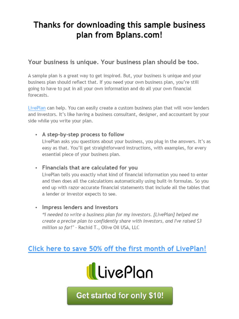Dessert Bakery Business Plan | PDF