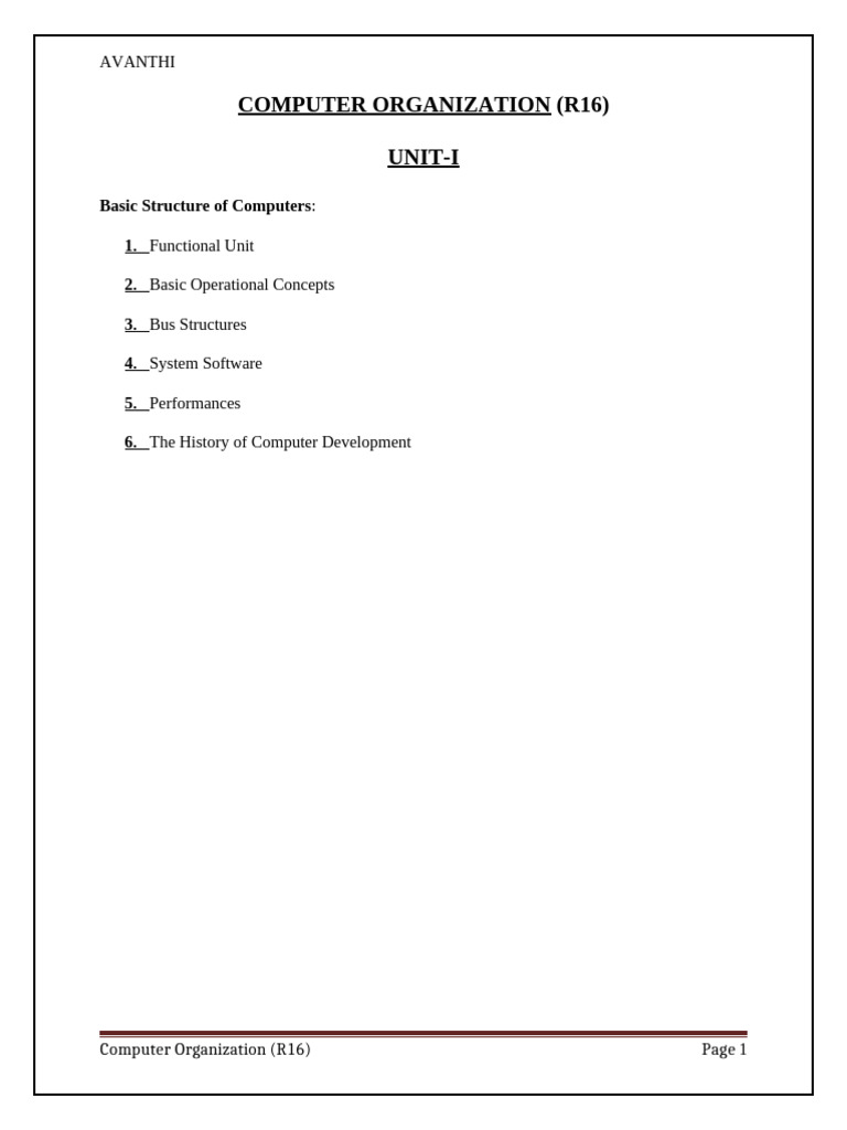 Unit-I (Computer Organization) | PDF
