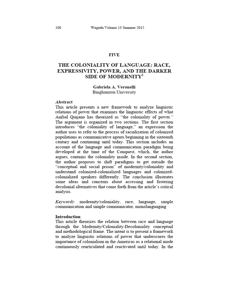 Veronelli, Gabriela-Coloniality of Language | PDF