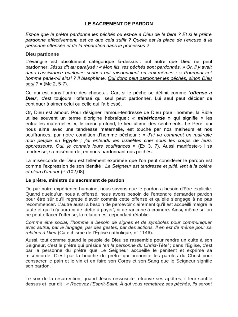 Le Sacrement de Pardon | PDF