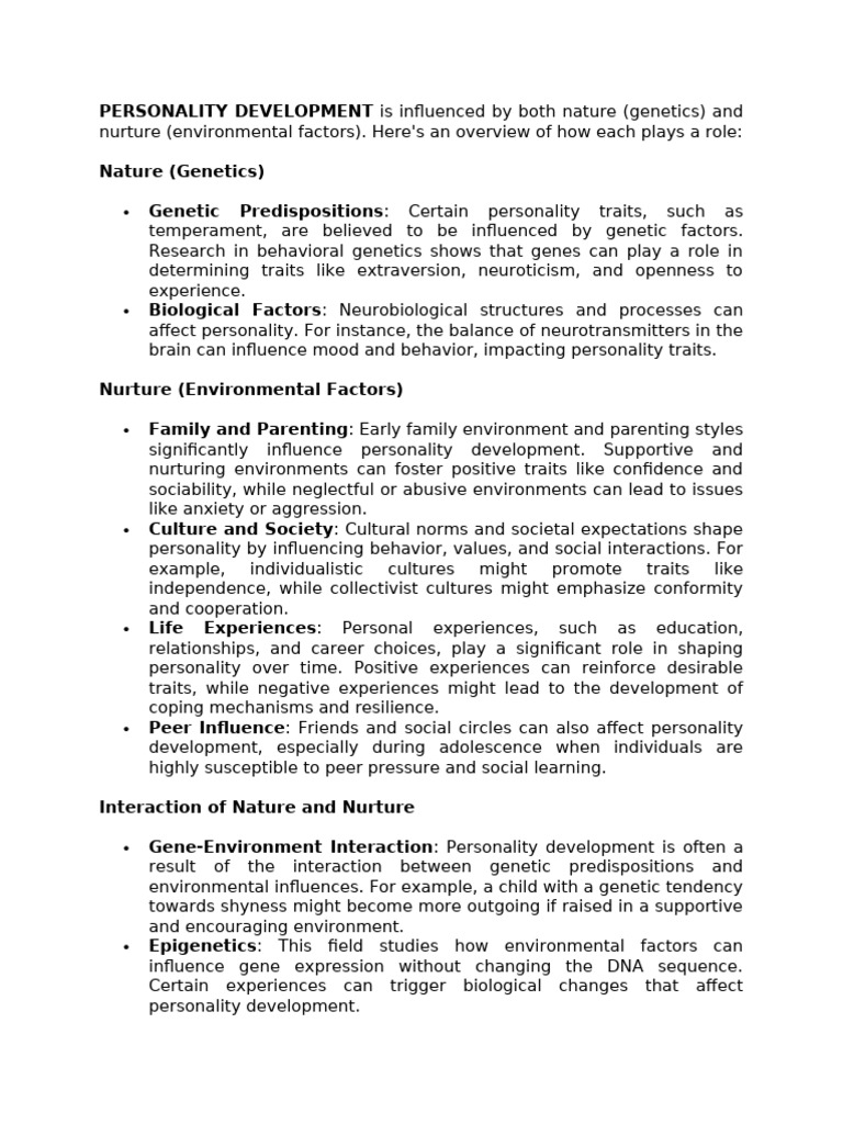 Psychology 1.1 - Personality Development | PDF